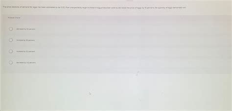 Solved The Price Elasticity Of Demand For Eggs Has Been