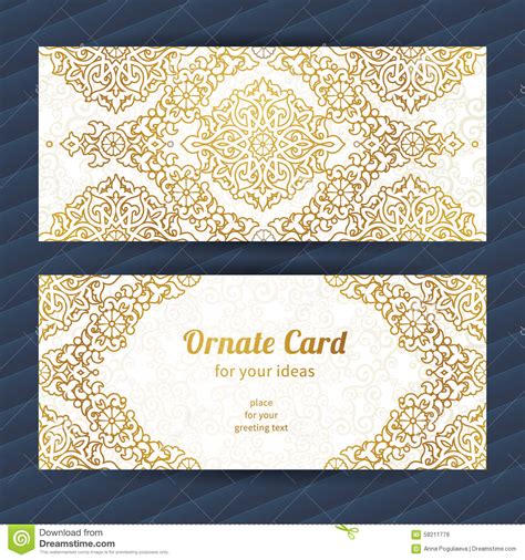 Vintage Ornate Cards In Oriental Style Stock Vector Illustration Of