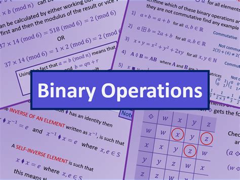 binary operations as level further maths discrete teaching resources
