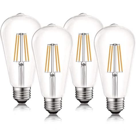LUXRITE 60 Watt Equivalent A19 LED Light Bulbs Clear Glass Filament