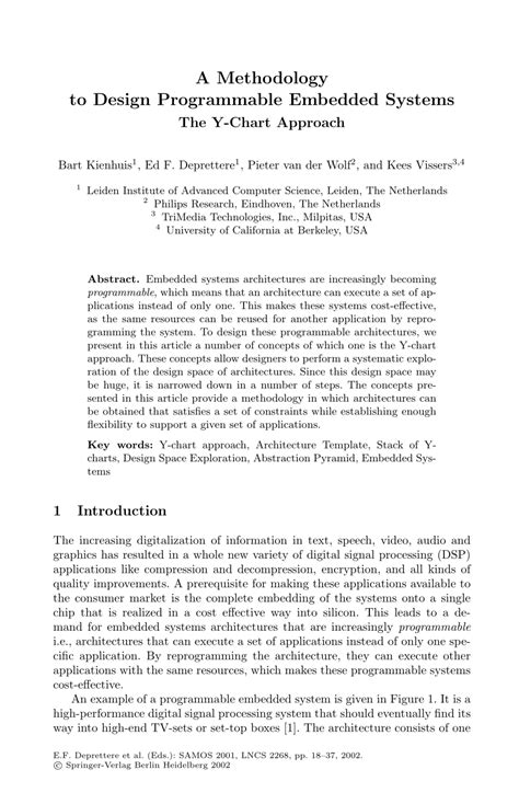Pdf A Methodology To Design Programmable Embedded Systems The Y Chart Approach