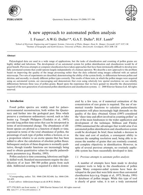 pdf a new approach to automated pollen analysis