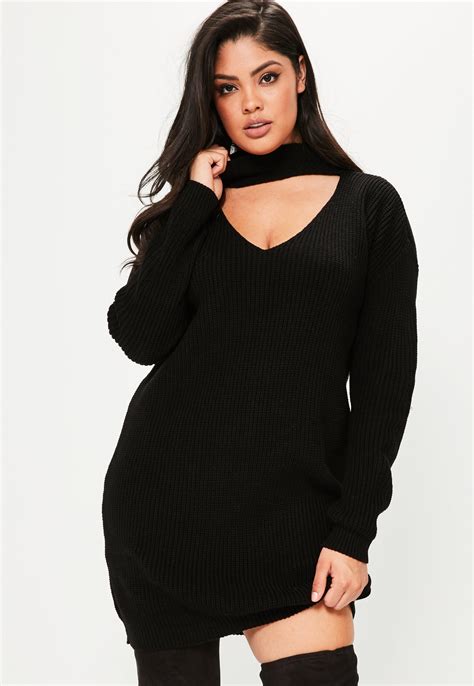 Vestido De Punto Negro Clásico En Modas Para Mujeres De Talla Grande