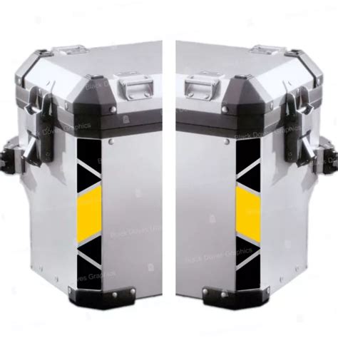 RÉFLÉCHISSANT ADHÉSIFS NOIR Jaune Compatible Touratech Valises Latéral Motorrad EUR