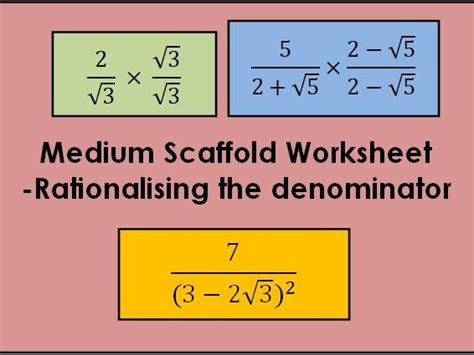 Rationalising Denominator Medium Scaffold Teaching Resources