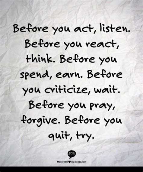 Think Before You React Quotes Quotesgram