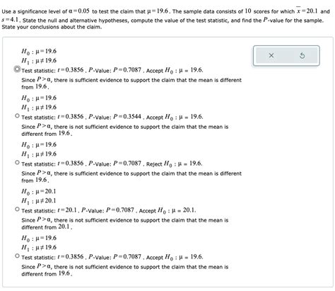 Solved Use A Significance Level Of A 0 05 To Test The Claim