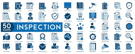 Inspection Web Icons In Line Style Examination Testing Quality Control Check Inspect