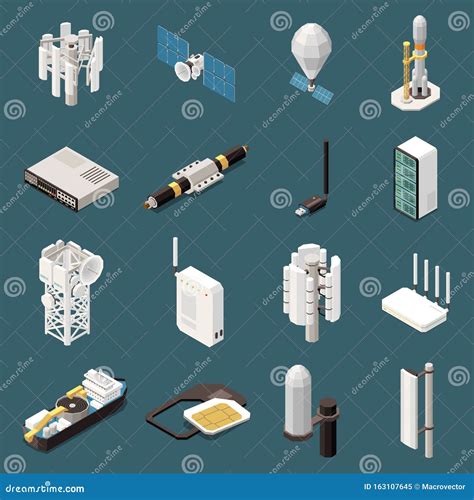Internet Isometric Icons Set Stock Vector Illustration Of Equipment Elements 163107645