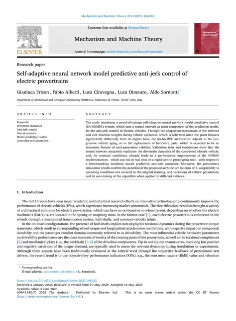 Pdf Self Adaptive Neural Network Model Predictive Anti Jerk Control