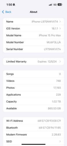 Apple IPhone 15 Pro Max 1 TB Black Unlocked EBay