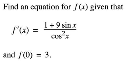 Solved Find An Equation For F X Given Chegg Com