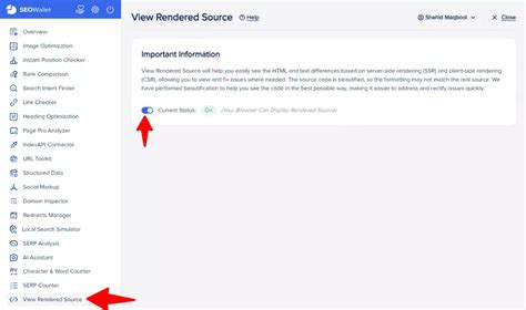 View Rendered Source Compare HTML Spot Issues SEOWallet