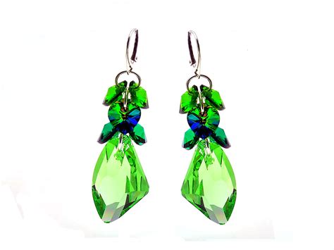 925 Srebrne kolczyki Swarovski długie i wiszące pudełko MIX