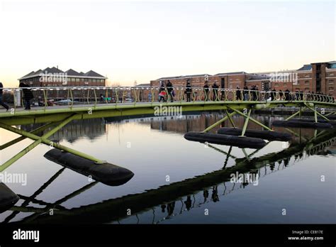 Pontoon Bridge At West India Quay Canary Wharf Docklands London