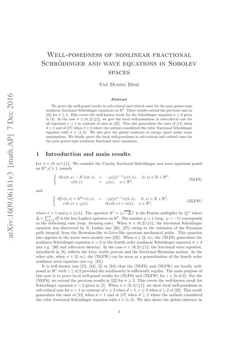 Pdf Well Posedness Of Nonlinear Fractional Schrodinger And Wave