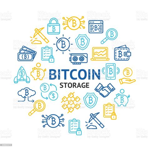 디자인 서식 파일 선 아이콘 개념 라운드 Bitcoin 디지털 통화입니다 벡터 0명에 대한 스톡 벡터 아트 및 기타 이미지