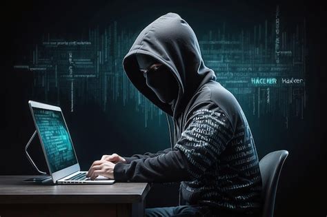 Premium Photo Faceless Hacker With Hacker Inscription Hacking Concept