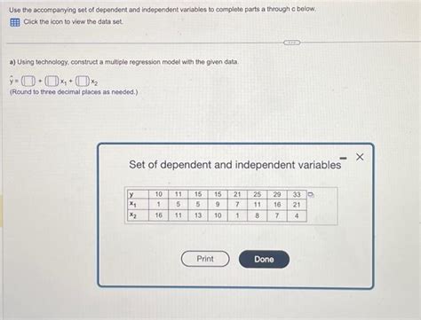 use the accompanying set of dependent and independent