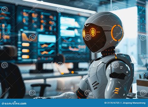 Ai Robots With Screens Displaying Real Time Data Analysis And Learning