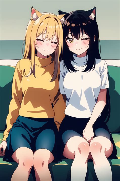 Yuri Catgirl Couple Sleeping Together 2 By Ducklabz On Deviantart
