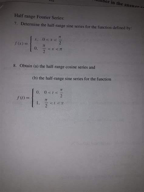 Solved Llllber In The Answer Half Range Fourier Series 7