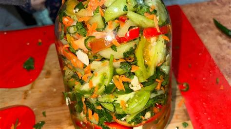 მკვახე პომიდვრის მწნილი Green Tomato Pickle Youtube