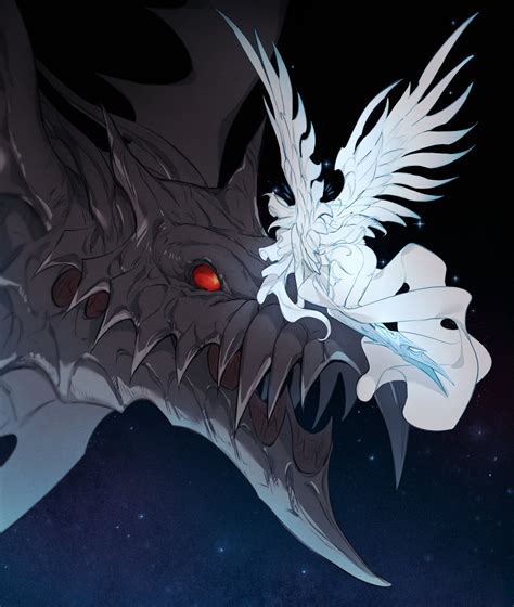Hydaelyn And Midgardsormr Final Fantasy And 1 More Drawn By