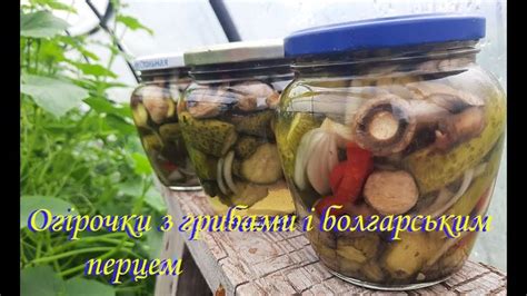 Огірки на зиму з грибами і болгарським перцем Смачні хрумкі солоденькі гриби з печерицями на