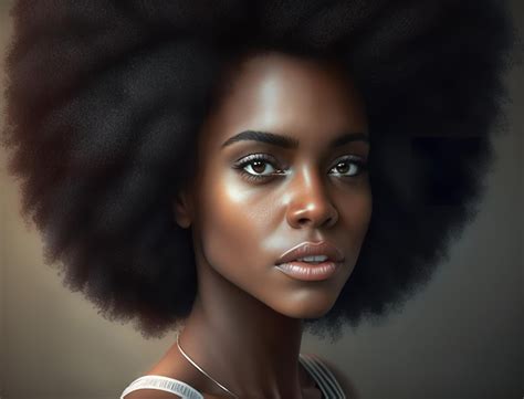Premium Photo A Woman With A Big Afro Hair And A Silver Necklace