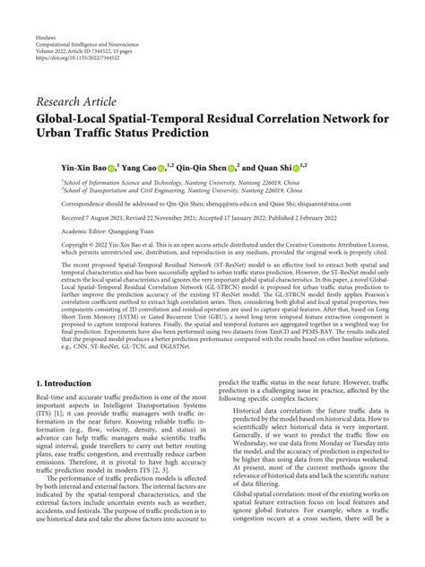 Pdf Global Local Spatial Temporal Residual Correlation Network For