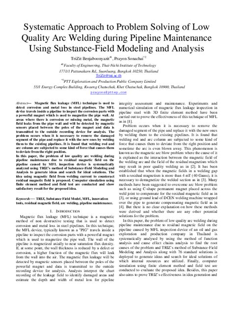 pdf systematic approach to problem solving of low quality arc welding