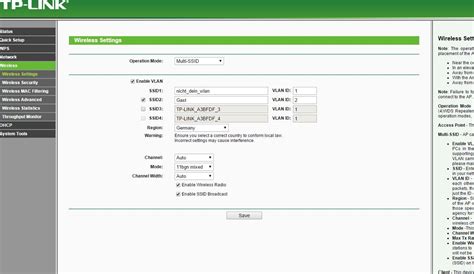 vlan trunk port einstellungen für multi ssid access point gast wlan