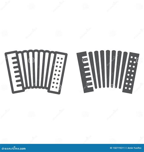 accordion line and glyph icon music and keyboard national instrument