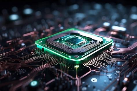 Premium AI Image Futuristic HighTech Motherboard CPU Processor Microchip Artificial