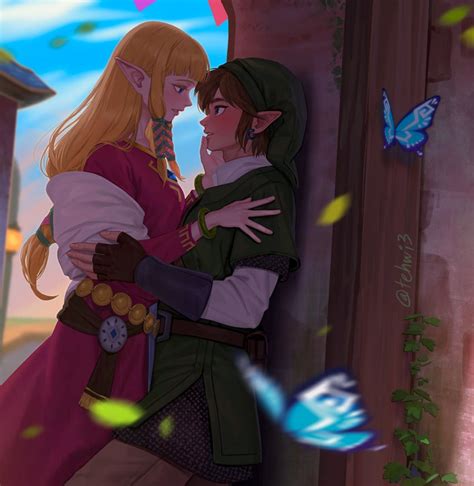 Link And Princess Zelda The Legend Of Zelda And More Drawn By Tehwi Danbooru