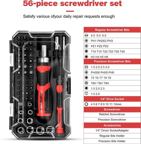 Trahoo Multi Ratcheting Screwdriver Set 56 In 1 Magnetic Bits