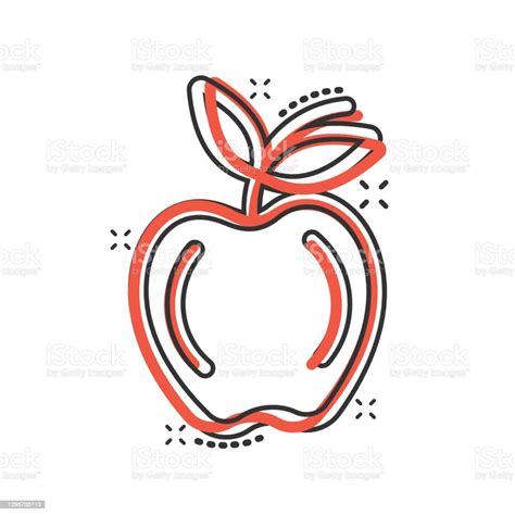 만화 스타일의 애플 아이콘 흰색 고립 된 배경에 신선한 과일 만화 벡터 일러스트 육즙이 많은 음식 스플래시 효과 비즈니스 컨셉 0명에 대한 스톡 벡터 아트 및 기타 이미지