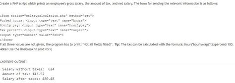 Solved Create A Php Script Which Prints An Employees Gross