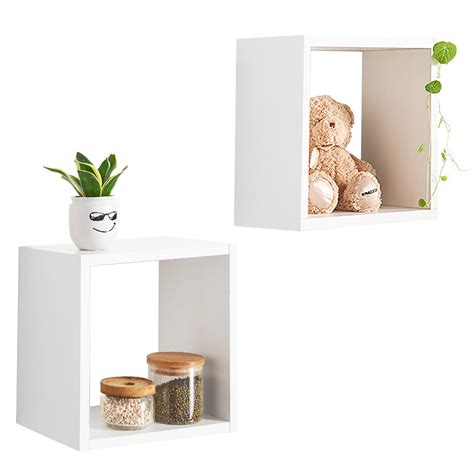 Kaboon Floating Cube Shelves White Kaboondesk