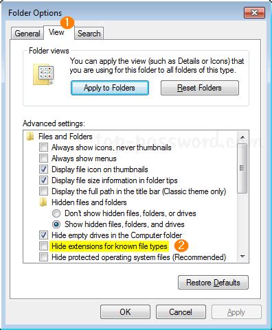 How To Show File Name Extensions In Windows Password Recovery