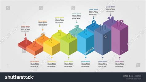 Square Chart Numbers Timeline Template Infographic Stock Vector