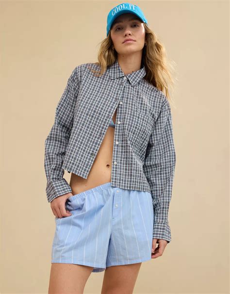 Aerie Off Duty Seersucker Pajama Shirt