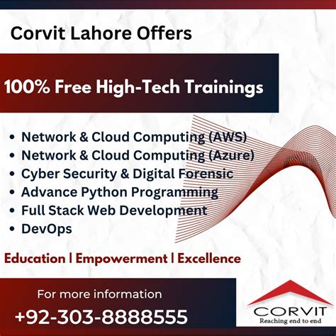 Corvit Systems Lahore Offers 100 Free 3 Months High Tech Trainings With Haroon Ahmad Malik