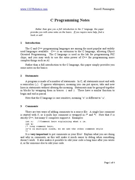 C Programming Notes Pdf