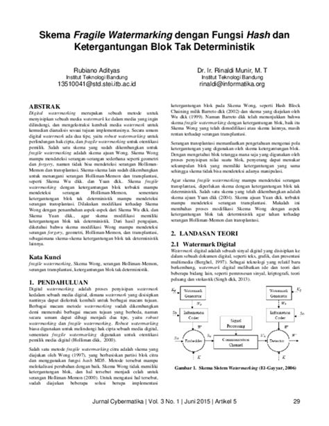 Pdf Skema Fragile Watermarking Dengan Fungsi Hash