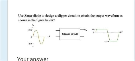 Solved Use Zener Diode To Design A Clipper Circuit To Obtain The