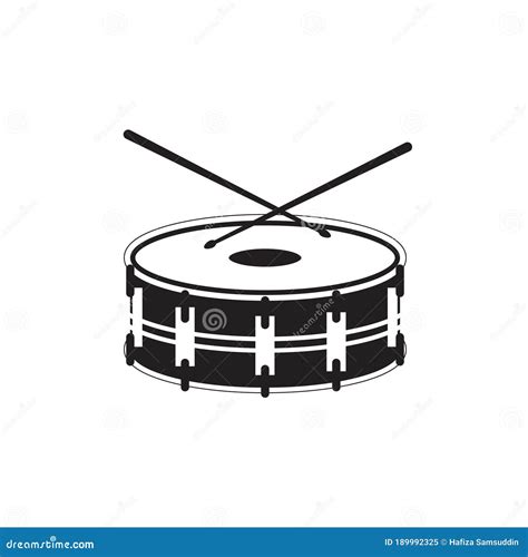 Silhouette Of Bass Drum Vector Illustration Decorative Design Stock