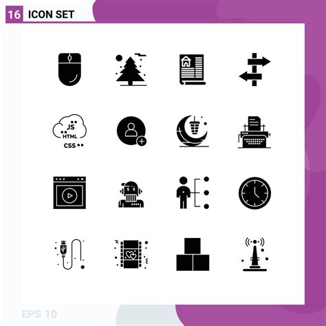 Pack Of 16 Modern Solid Glyphs Signs And Symbols For Web Print Media