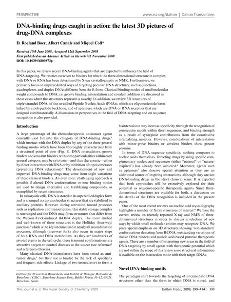 Pdf Dna Binding Drugs Caught In Action The Latest 3d Pictures Of